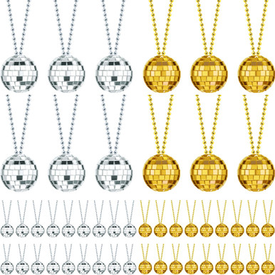 Junkin 48 Pieces Mirror Disco Ball Necklaces 70s Disco Party Favors ...