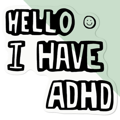 Medium 100mm 'ADHD Greeting' Transparent/Clear Sticker Decal for ...