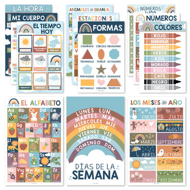 12 Boho Spanish Posters For Classroom Decorations For Preschool ...