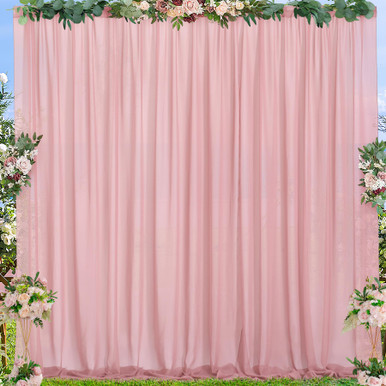 Dusty Rose Chiffon Sheer Backdrop Curtain for Wedding, Parties, Sage ...