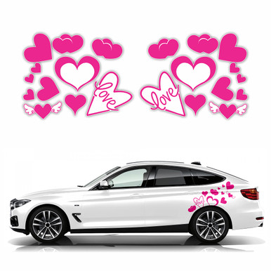 H2 Decal Pink heart with love car decals | Transparent film, suitable ...