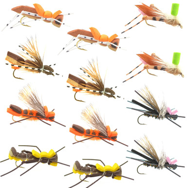 The Fly Fishing Place Foam Hopper Fly Fishing Flies Assortment - 12 ...