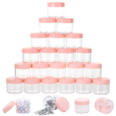 100 Pieces 20 Gram Sample Containers with Lids Small Plastic Jars Lip ...