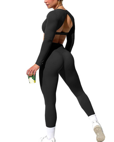 OZICERD Workout Sets for Women 2 Piece Gym Sets Long Sleeve Crop Top ...