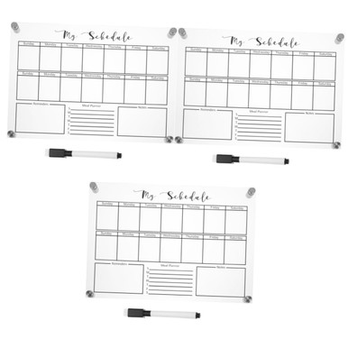 3 Sets Weekly Planner Board Mini-Fridge Glass White Board Magnetic ...