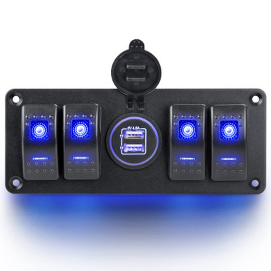 WATERWICH 4 Gang Rocker Switch Panel with Dual USB Charger LED ...