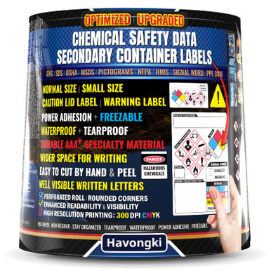 Havongki Upgraded GHS Labels 3x4 inches , Roll of 250, Hazardous ...