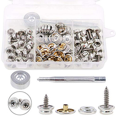 Hilitchi 120Pcs Silver [2-Sizes] Fastener Screw Snaps Marine Grade 3/8 ...