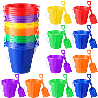 Sratte 30 Packs 4.7 Inch Sand Beach Buckets Pail with Beach Shovels for ...