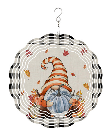 Wind Spinner Dwarf Pumpkin Autumn Thanksgiving Metal Hanging Wind ...