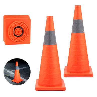 YOJOR 28 Inch Collapsible Traffic Safety Cones 2 Pack, Multi Purpose ...