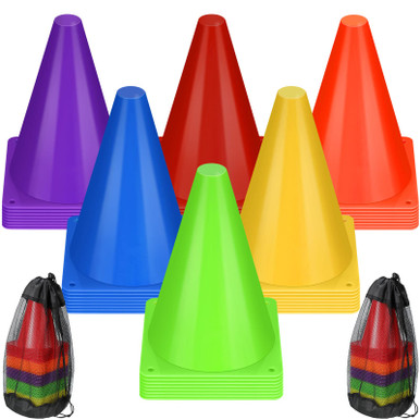 48 Pack 7 Inch Plastic Traffic Cones Agility Field Marker Soccer Cones ...