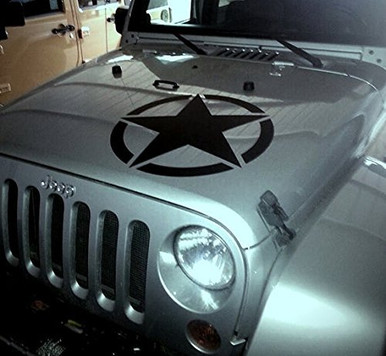 ORACAL 2pc 14" Military Star Doors Hood Spare Tire Black Be Set Decal ...