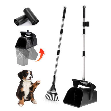 Ormalla Pooper Scooper Swivel Bin and Rake with 60 Waste Bags, Heavy ...