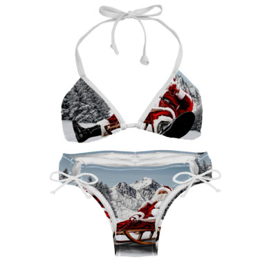 Santa Claus Bikini Set SwimsuitsWomen's Two Piece Block Halter Triangle ...