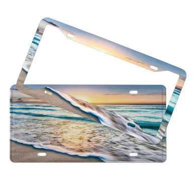 Beach Scene Ocean Theme Sea Auto Car Tag Shoreline Seascape Pictures ...