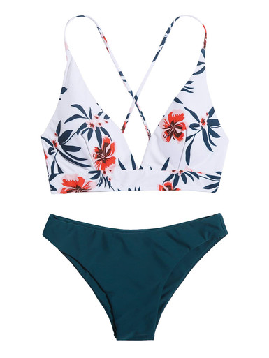 SweatyRocks Women's Sexy Bathing Suit Floral Print Cross Back Bikini ...