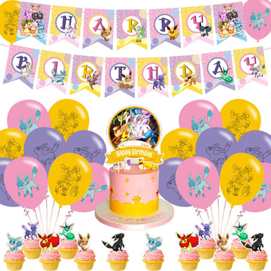 Eevee Aesthetic Evolutions Party Decorations,Birthday Party Supplies ...