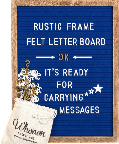 Rustic Wood Frame Blue Felt Letter Board 12x16 inch with Letters, Stand ...