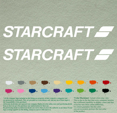 Pair 12" Starcraft Compatible Replacement Decals Vinyl Stickers *White ...