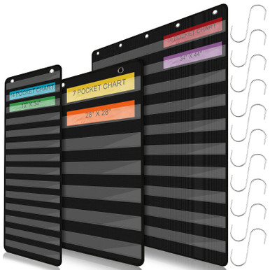 SATINIOR 3 Sets Pocket Charts for Classroom Include 7 Pocket Chart 14 ...