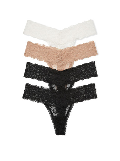 Victoria's Secret Lace Thong Panty Pack, Lay Flat Lace, Underwear for ...