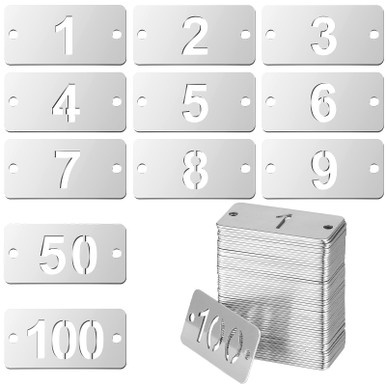 Hicarer Rectangle Metal Numbered Tags Stainless Steel Number ID Key ...