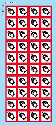GHS Oxidizing, Flame over Circle, pictogram, 1", sides, decal, label ...