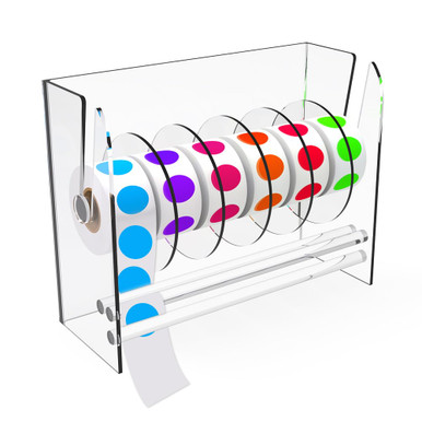 Acrylic Sticker Roll Dispenser Holder - 6 Disks Adjustable Label ...