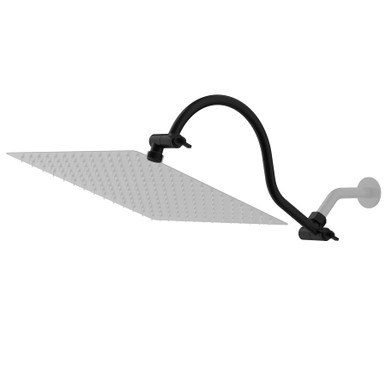 All Metal 16 Inch Solid Brass Adjustable Curved Shower Head Extension ...