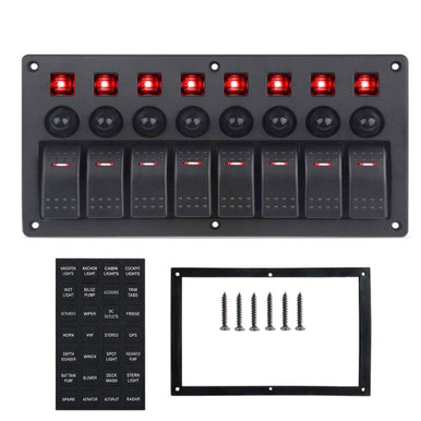 ELING Universal 8 Gang LED Boat Rocker Switch Panel 12V 24V Waterproof ...