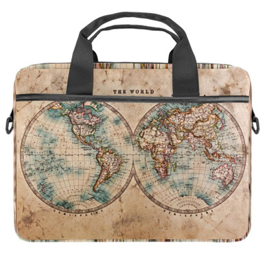 Protective Laptop Shoulder Messenger Bag Vintage Retro Old World Map ...