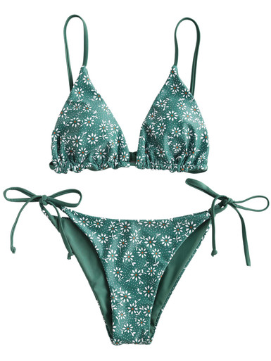 ZAFUL Women's Triangle Bikini Floral String Bikini Set Two Piece ...
