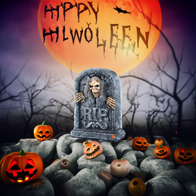 15" Halloween Zombie Tombstone - Animated Skeleton Decoration for ...