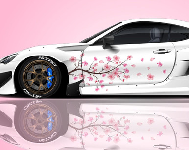 2PCS Sakura Cherry Blossom Car Livery, Japanese Theme Side Car Vinyl ...