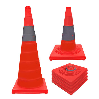 4 Pack Collapsible Traffic Cones, 28 Inch Road Parking Orange Safety ...