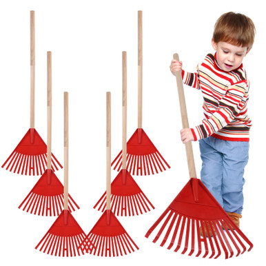 Tioncy 6 Pcs 38" Kids Rake with Hardwood Handle Plastic Head Detachable ...