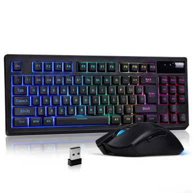 ZJFKSDYX C87 Wireless Gaming Keyboard and Mouse Combo, LED Backlit ...
