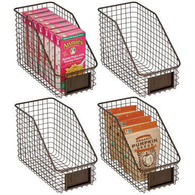 mDesign Slim Slanted Metal Kitchen Food Storage Organizer Bin Basket ...
