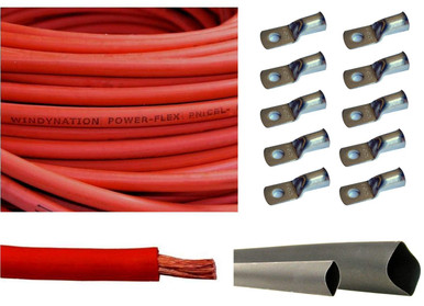 WNI 2 AWG 2 Gauge 10 Feet Red Battery Welding Pure Copper Ultra ...