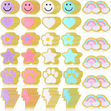 156 Pcs Glitter Self Adhesive Letters Chenille Clothing Patches ...