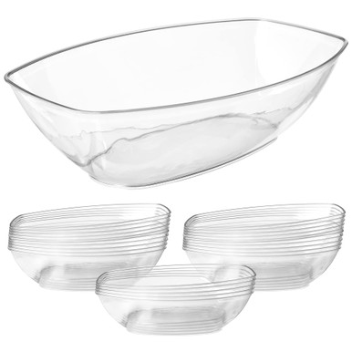 24 Clear Plastic Serving Bowls for Parties | 64 Oz. | Oval Disposable ...