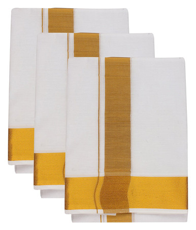 JISB Men's White Cotton Dhoti 3.6 Meter double dhoti, 3 Piece pack ...