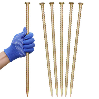 JPOIP 16 Inch Rebar Stakes - 1/2 Inch Diameter Galvanized Steel Ground ...