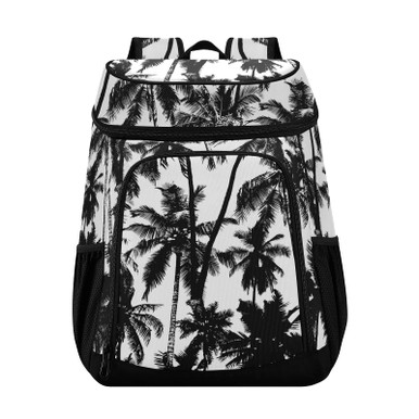 Tropical Pattern Black Coconut Palms Cooler Backpack Waterproof ...