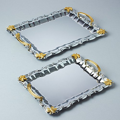 Metal Serving Tray with Handles - Rectangular Farmstyle Trays for ...