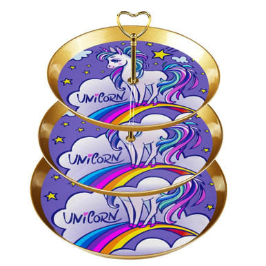 Unicorn Starry Sky Rainbow Cupcake Holder for Pastry, 3 Tiered Plastic ...