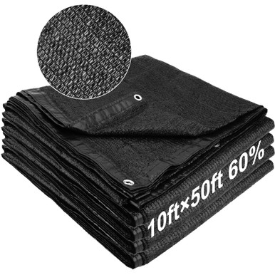 SPORTYOUTH 60% Black Shade Cloth 10x50 Ft, Sunblock Shade Cover with ...