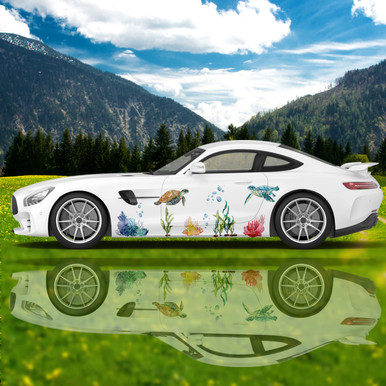Sea Turtles Car Decal Under The Sea Coral Seaweed Car Vinyl Sticker ...