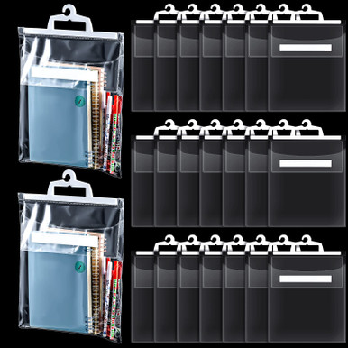 Hanging Book Bags for Classroom Clear Plastic Bags with Hook 13.8 x 11 ...